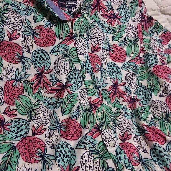 crown & ivy | Shirts | Mens Crown Ivy Teal Pink Hawaii Aloha Short ...